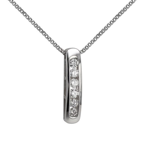 Max Strauss White Gold Vertical Diamond Channel Necklace