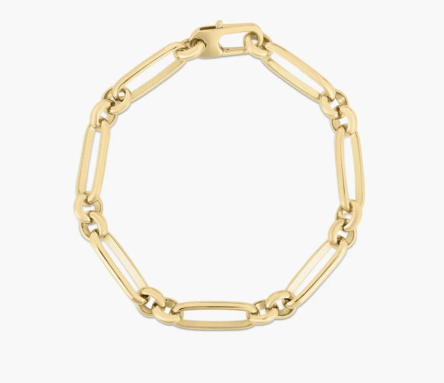 Roberto Coin 18K Yellow Gold Mixed Link Chain Bracelet – Touch of Gold ...